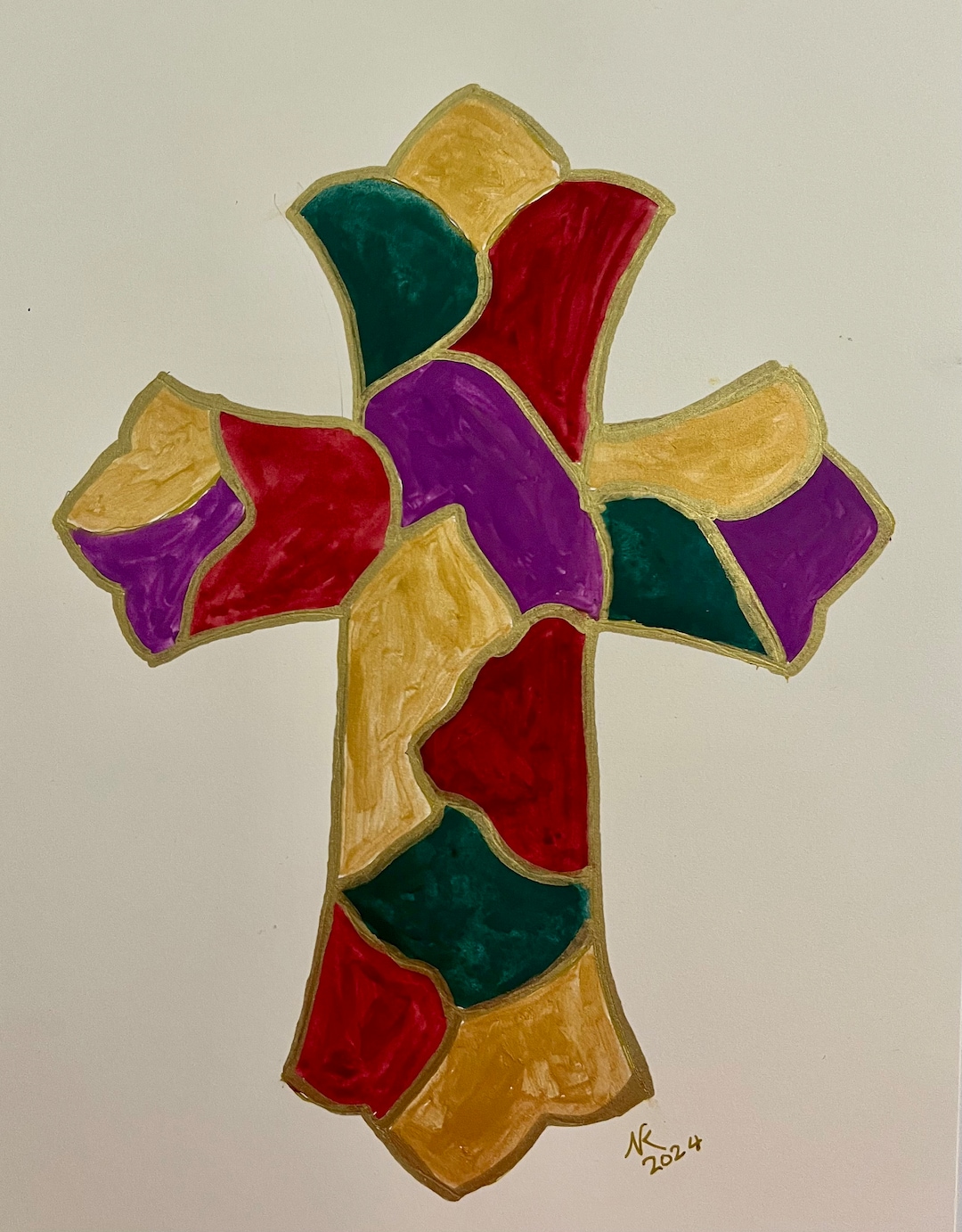 Original Watercolor Germanic Cross - Etsy