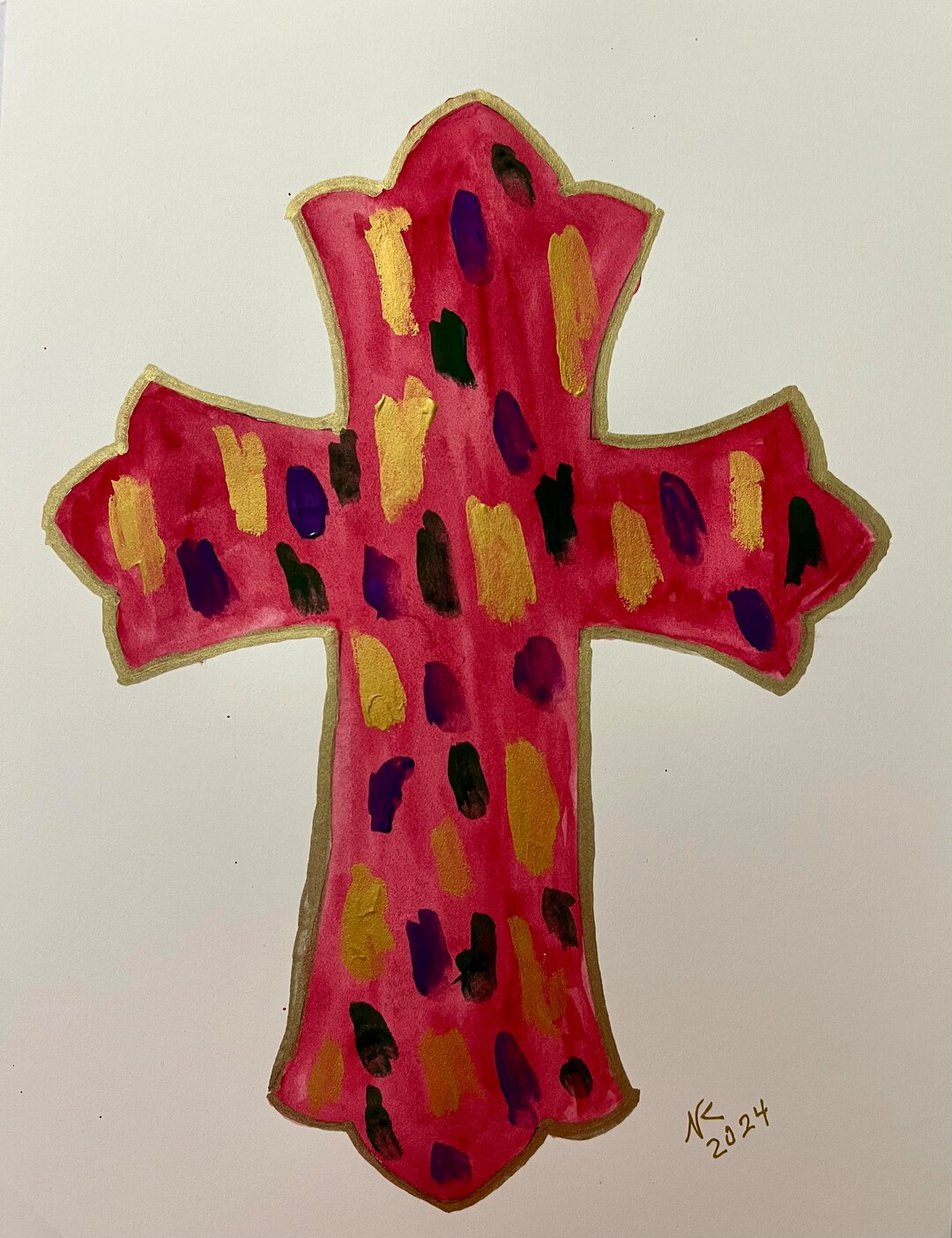 Original Watercolor Germanic Cross - Etsy