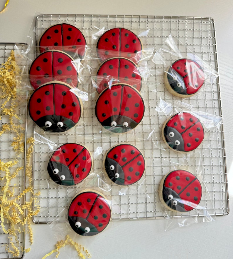 Ladybug Sugar Cookies, Ladybug Birthday Cookies, Lady Bug Party Favors ...