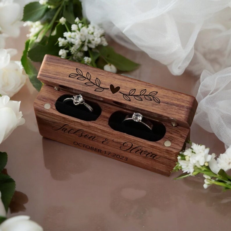 Exquisite Personalised Wedding Ring Box Bride and Groom Wedding Ring ...