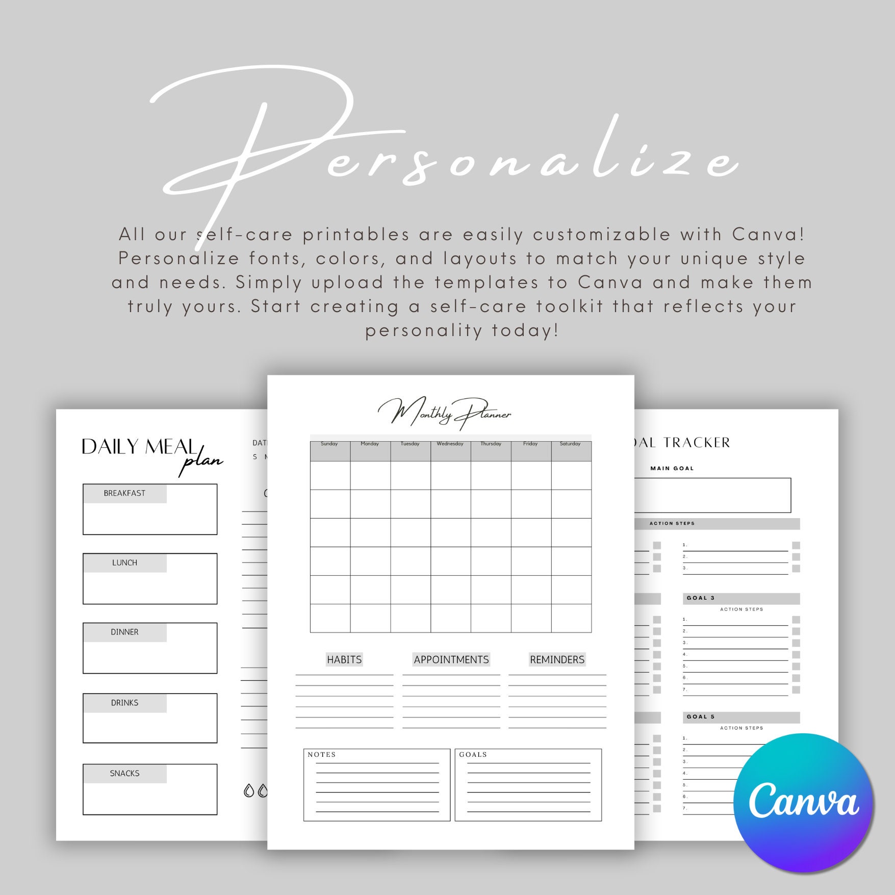 Ultimate Self-care Planner 50 Printable Templates Digital Planner Daily ...