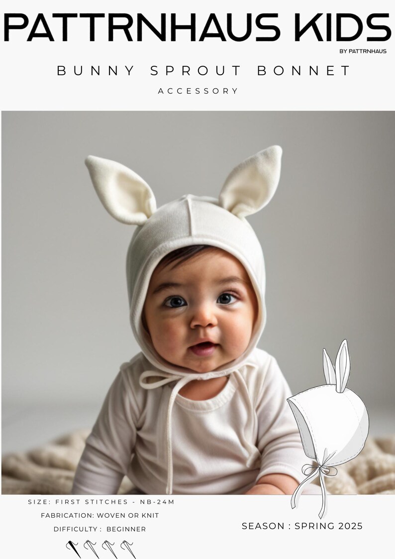 Bunny Sprout Bonnet Pattern PDF - Baby Bonnet With Bunny Ears ...