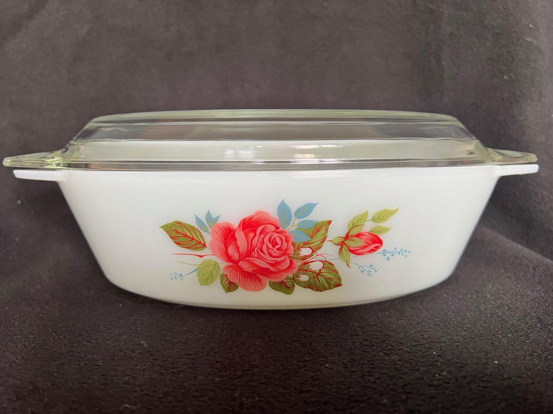 JAJ Pyrex Oval Lidded Casserole Dish - Cottage Rose 25cm - Etsy