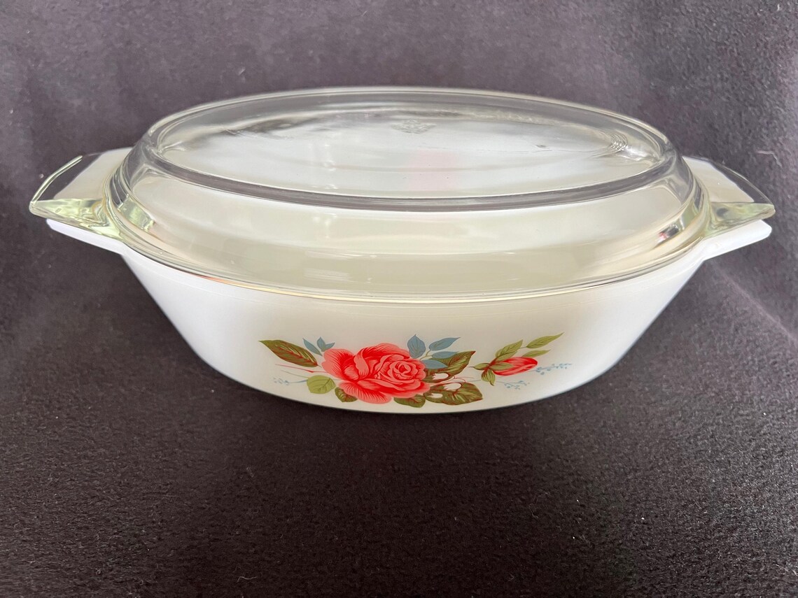 JAJ Pyrex Oval Lidded Casserole Dish - Cottage Rose 25cm - Etsy
