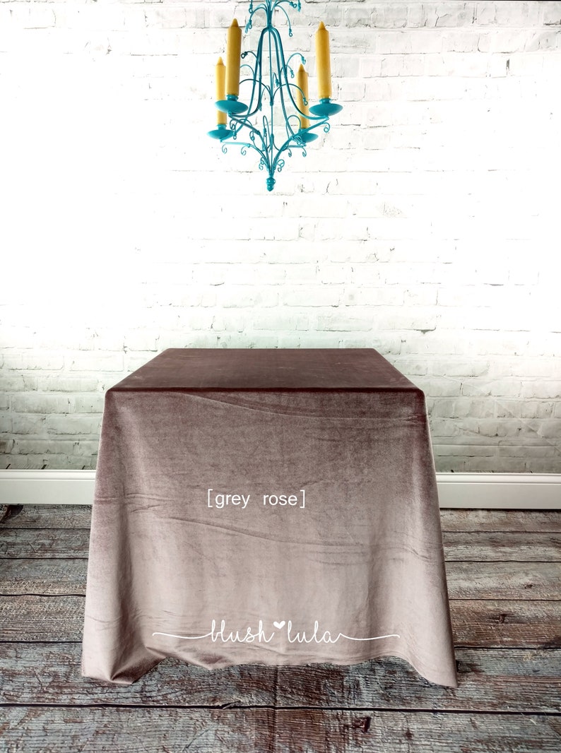 READY to SHIP Luxe Grey Rose Velvet Tablecloth Overlay Linens - Etsy