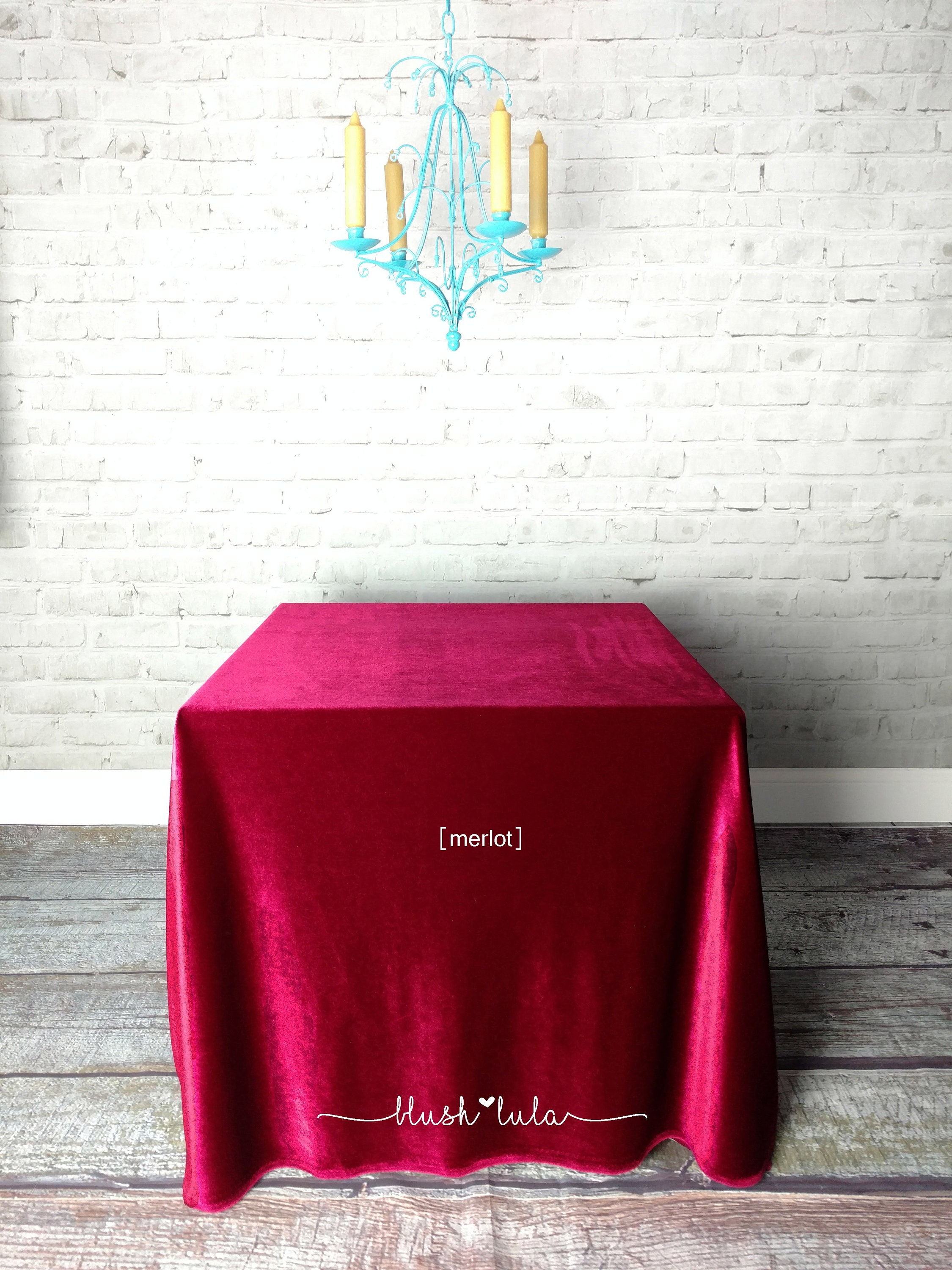 LUXE Merlot Velvet Tablecloth Overlay Linens - [many Sizes] Wedding ...