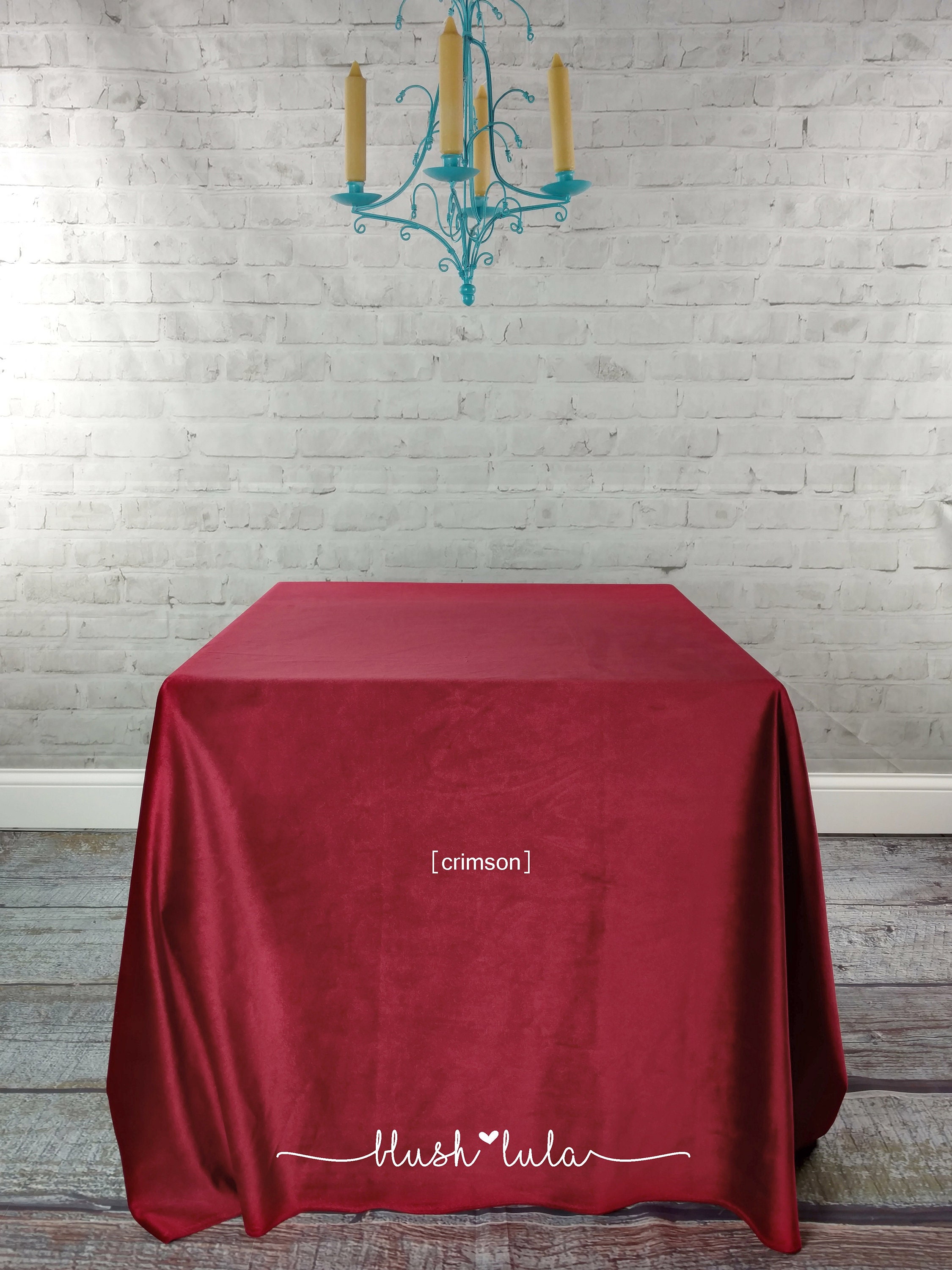 LUXE Crimson Red Merlot Velvet Tablecloth Overlay Linens - [many Sizes ...