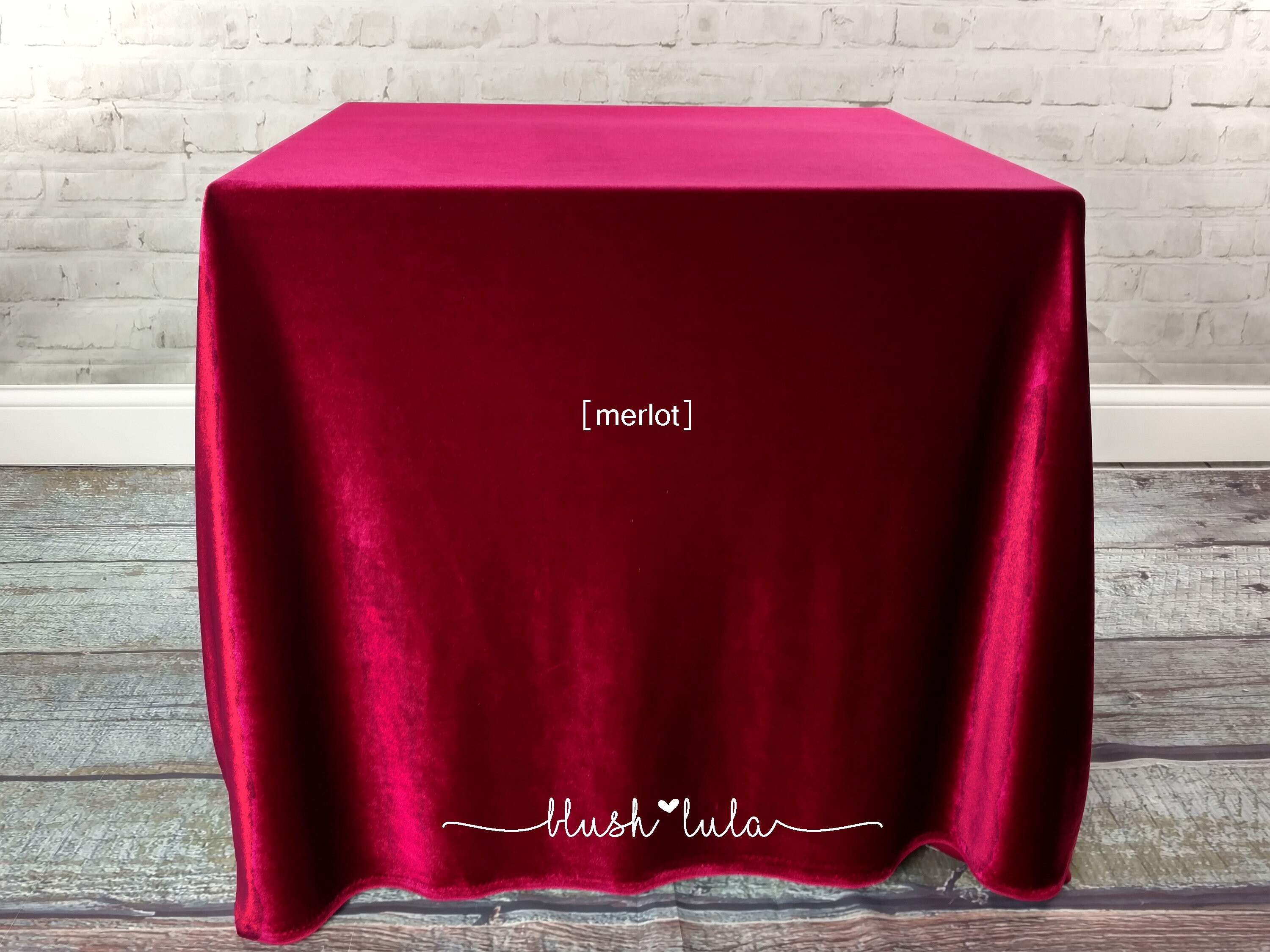 LUXE Crimson Red Merlot Velvet Tablecloth Overlay Linens - [many Sizes ...