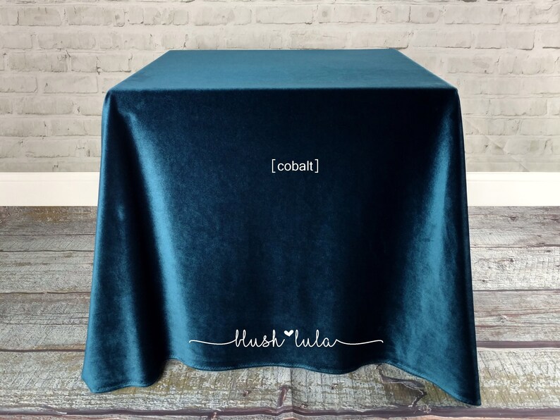 LUXE COBALT Blue Velvet Tablecloth Overlay - [many Sizes] Premium ...