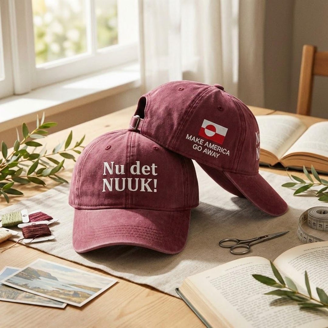 Embroidered Nu Det Nuuk Hat, Greenland Flag Flat Bill Cap, Minimal ...