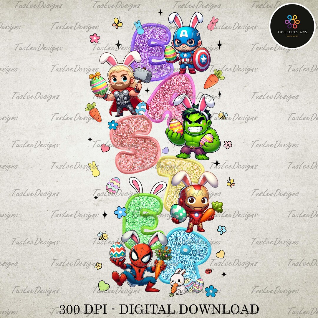Chibi Superhero Easter Cartoon Png, Cartoon Easter Png, Happy Easter ...