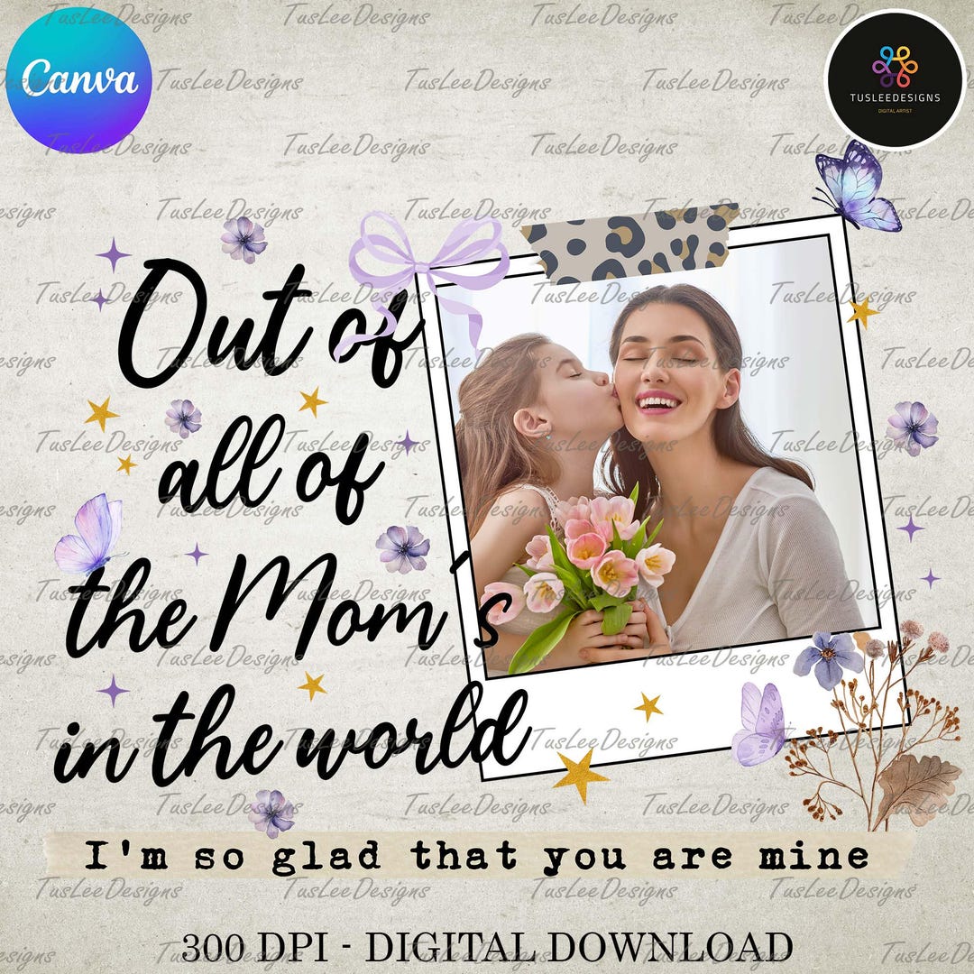 Mother's Day Canva Template, Mom Canva Frame , Wear Heart on Sleeve ...
