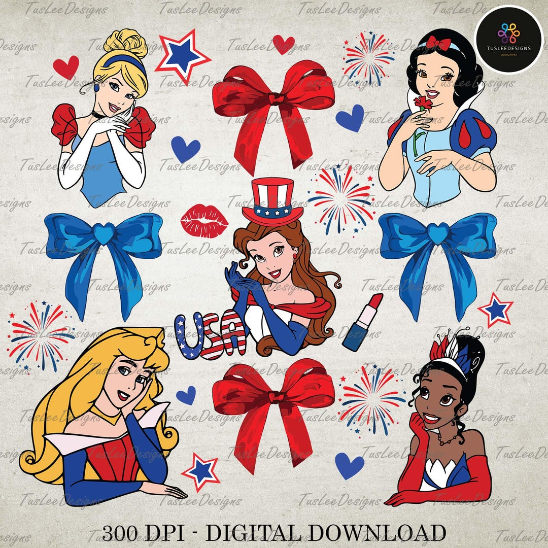 Cartoon Retro America Png, Princess 4th of July Png, Princess America ...