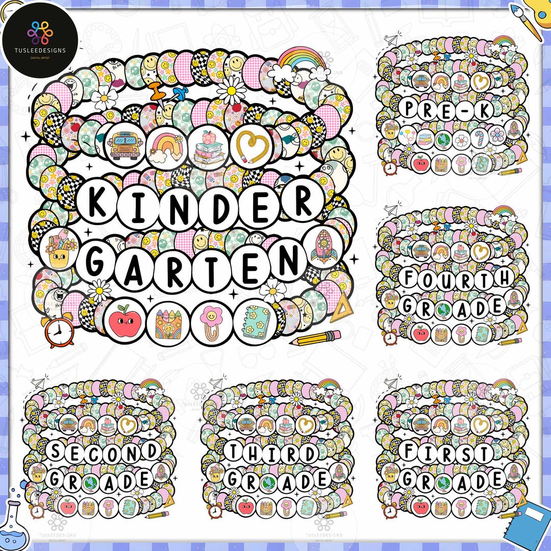 Back to School Friendship Bracelet BUNDLE PNG, First Day of School ...