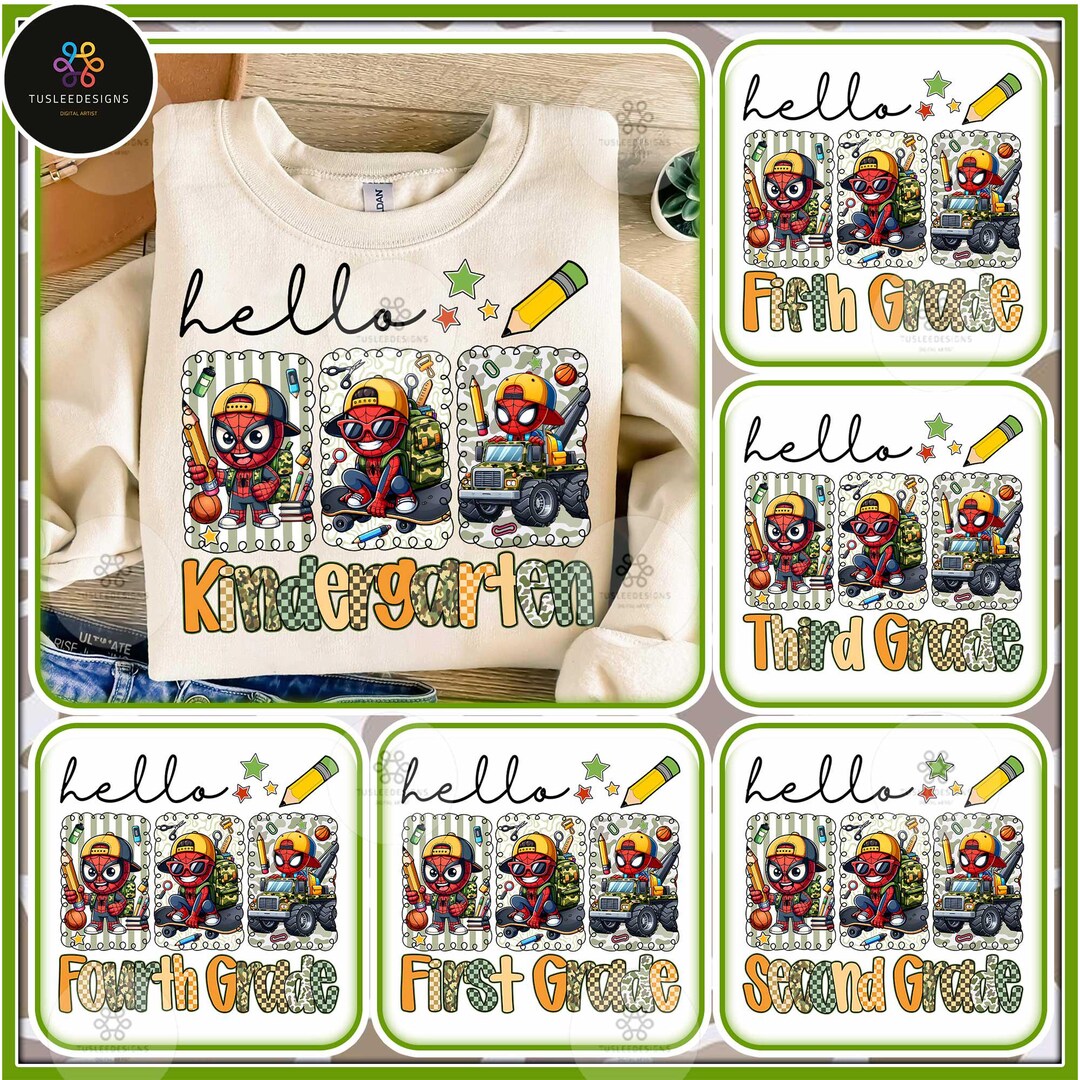 Superhero Back to School Camo Checkered Png Bundle, Pre-k 1st/2nd/3rd ...