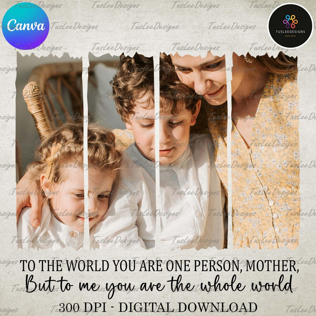 Mother's Day Canva Template, Mom Canva Frame , Wear Heart on Sleeve ...