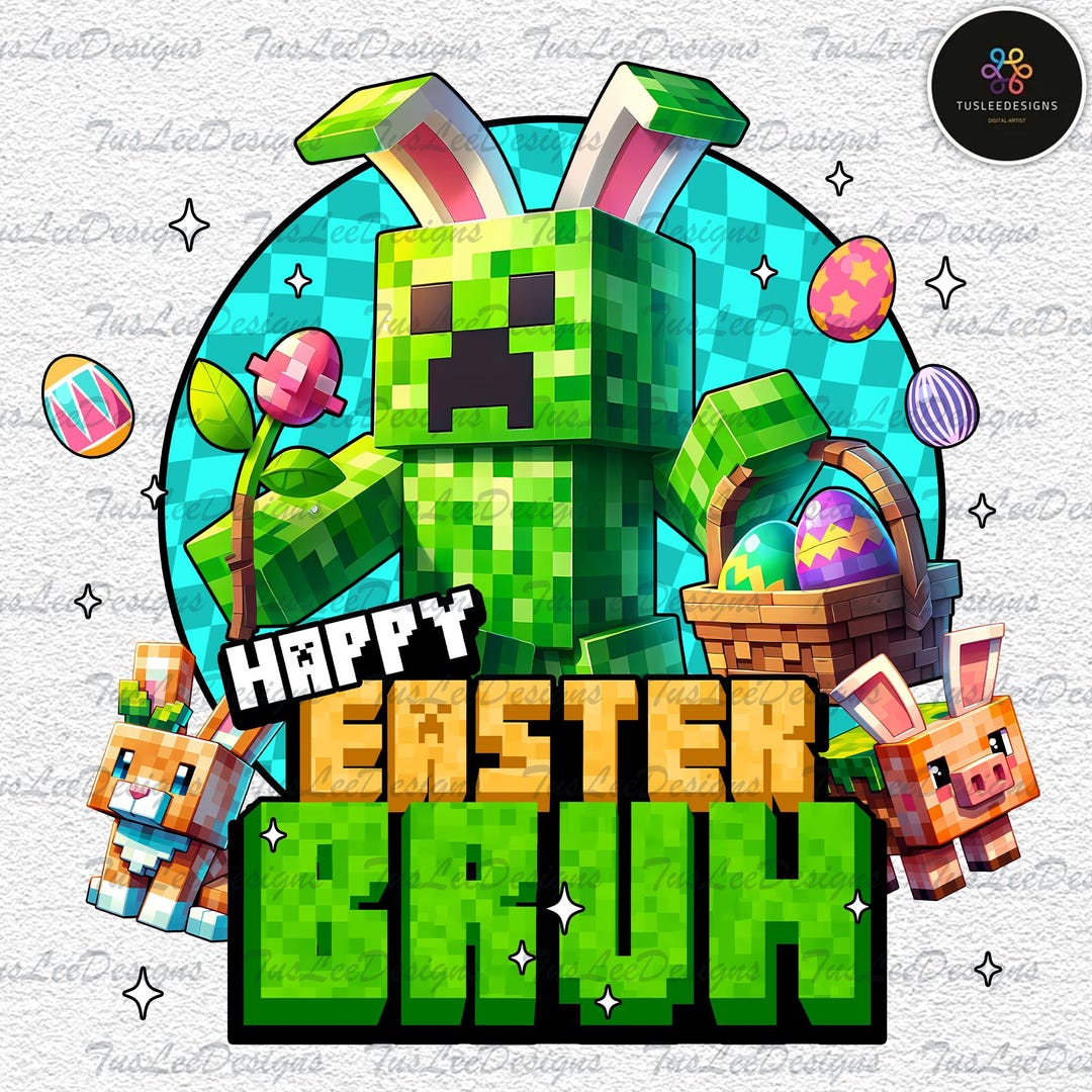Happy Easter Bruh Png, Boys Mining Easter Png, Retro Easter Png ...