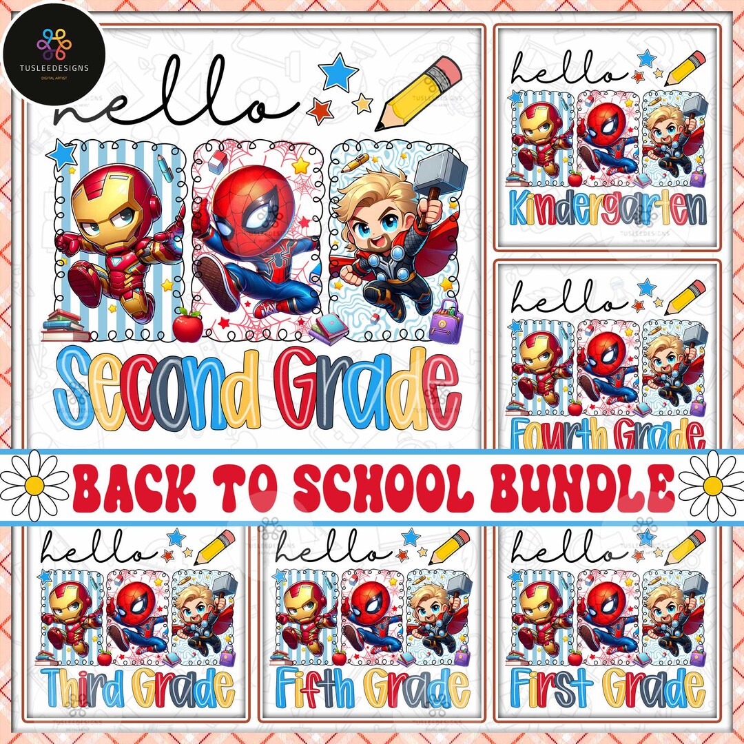 Superhero Back to School Png Bundle, Pre-k 1st/2nd/3rd/4th Grade Png ...