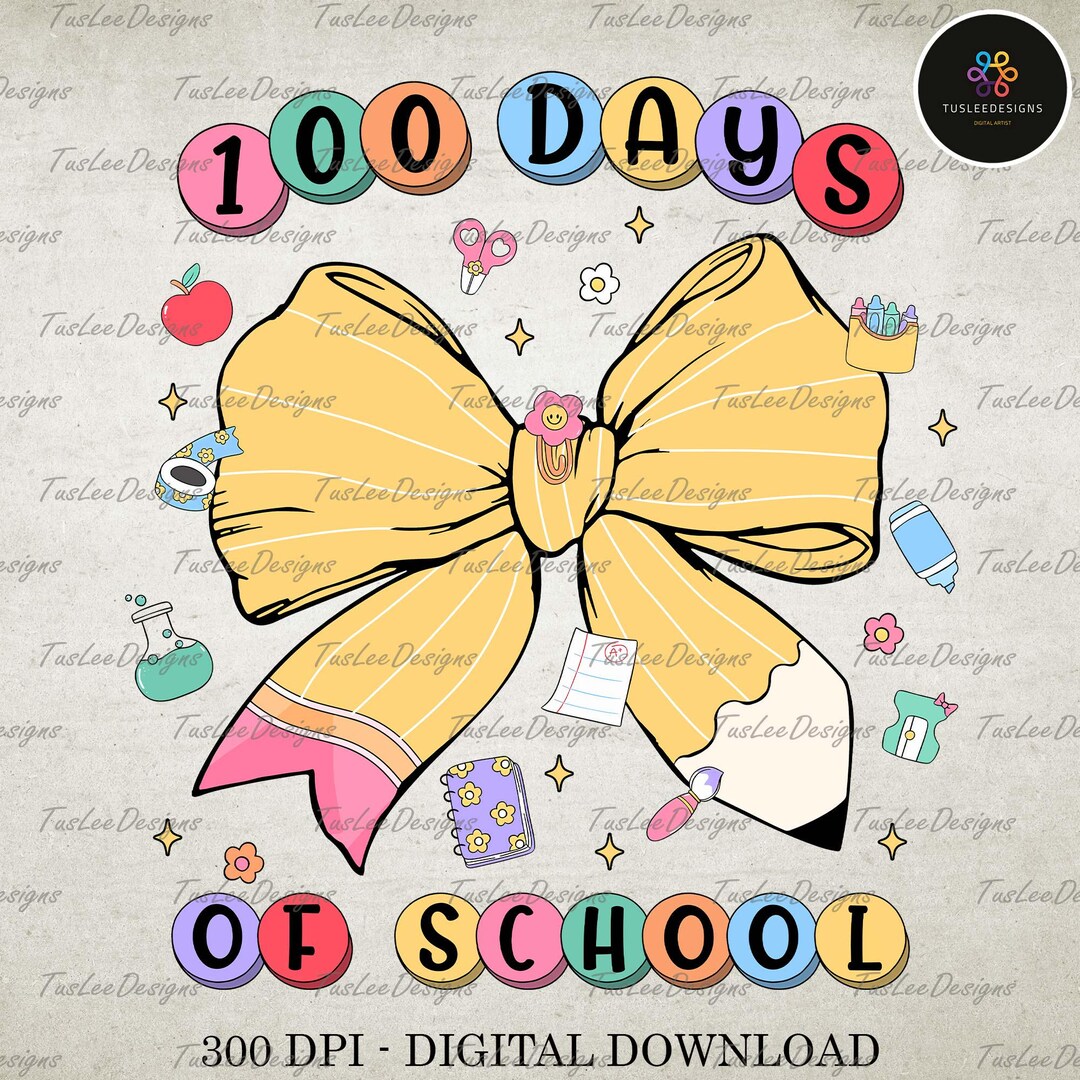 100 Days of School Coquette PNG, Teacher 100 Days Bracelet Png ...