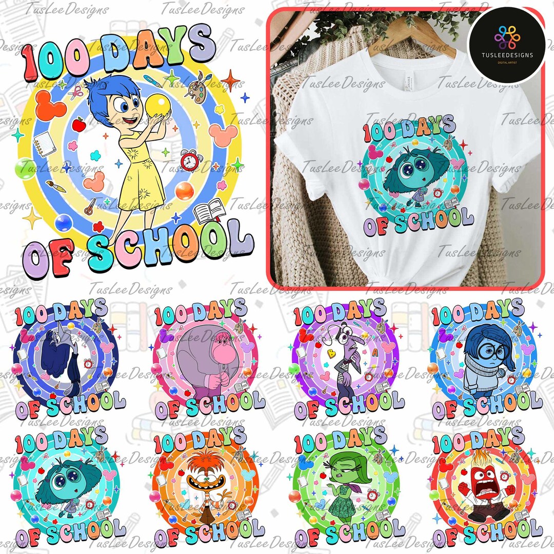 Emotions Happy 100 Days of School Png Bundle, Cartoon School Png, 100 ...