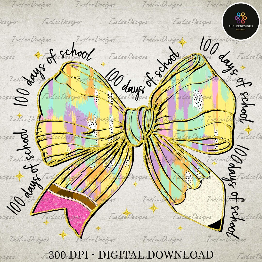 100 Days of School PNG, School Teacher Png, Coquette Teacher Pencil Bow ...