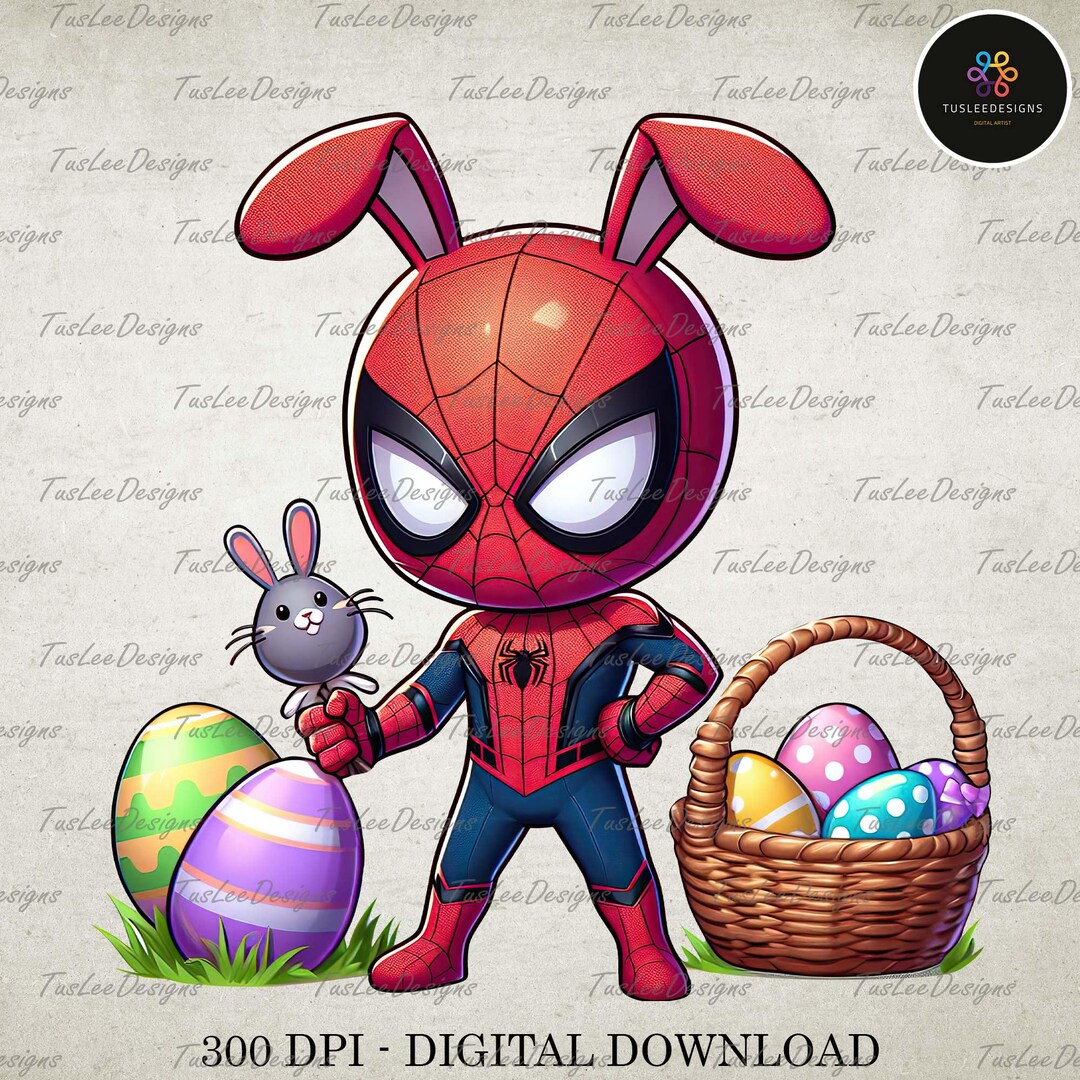 Chibi Superhero Easter Cartoon Png, Cartoon Easter Png, Happy Easter ...