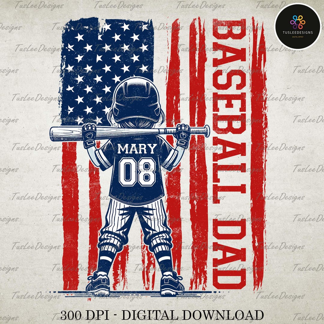 Custom Baseball Dad Flag Png, Baseball Dad Shirt With Kids Name ...