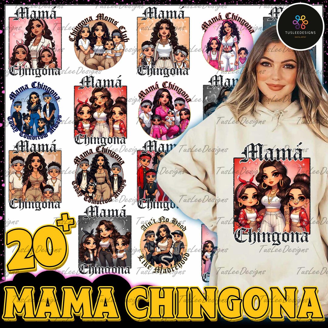 Png20+ Mama Chingona Chicana Mom Png Bundle, Chibi Style Latina Mother ...