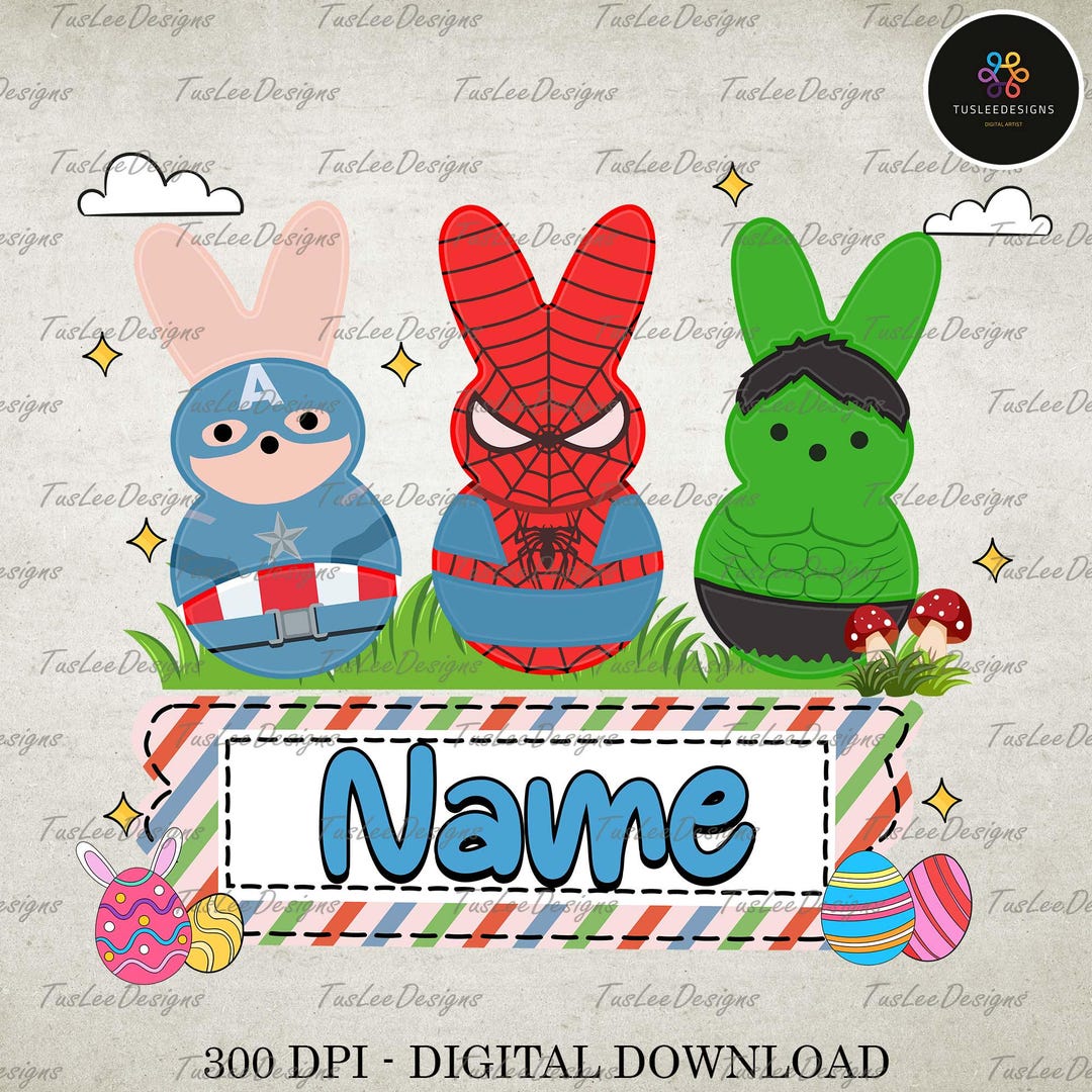 CUSTOM Easter Name Peeps Png, Superhero Kid Name Peeps Easter Day ...