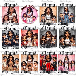 Png20+ Mama Chingona Chicana Mom Png Bundle, Chibi Style Latina Mother ...