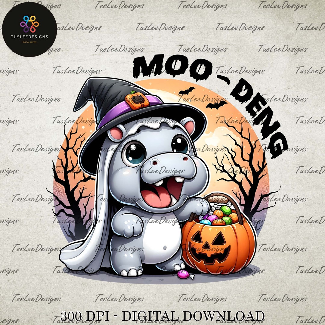 Moo Deng Halloween Png, Cute Moo Deng Png, Baby Hippo Png, I Love Moo ...