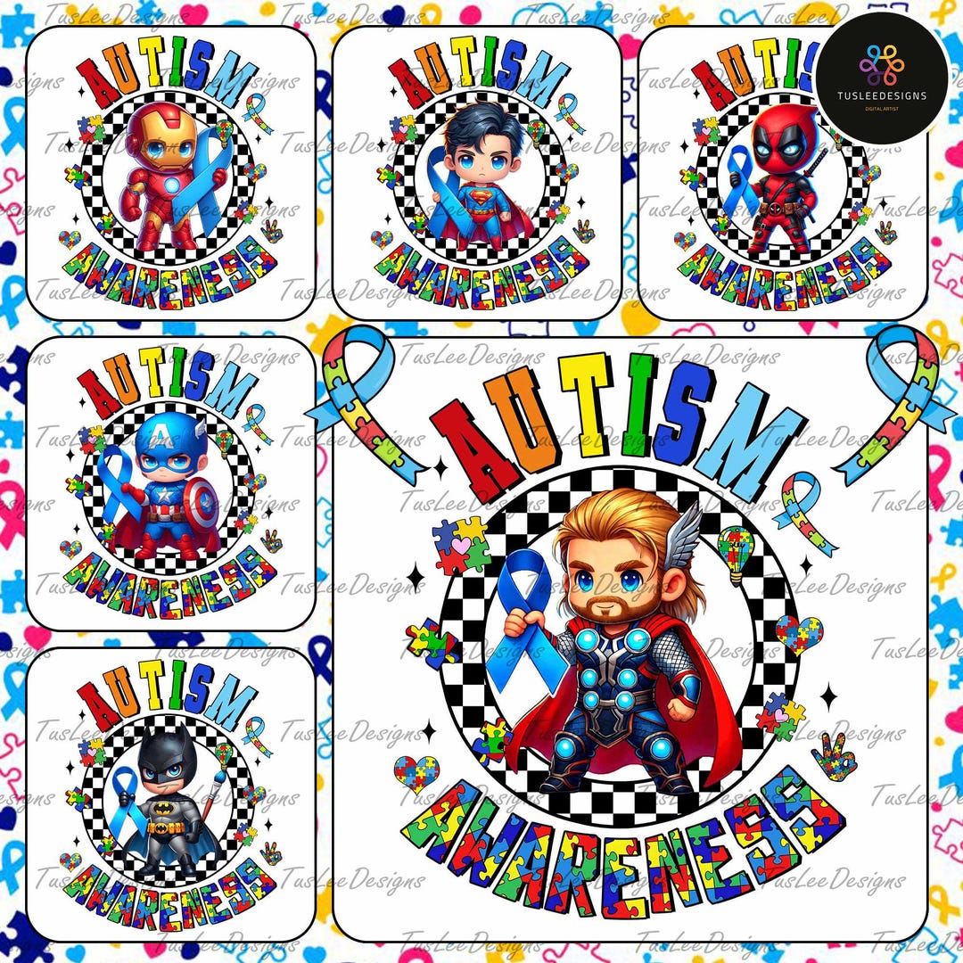 Autism Superhero Cartoon Png, I Wear Blue for Autism Awareness Png ...