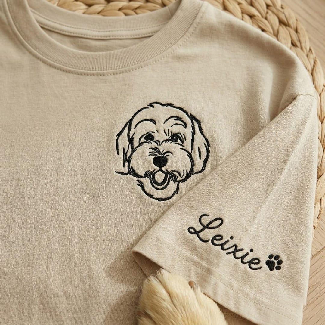 Embroidered Custom Dog Shirt From Photo, Custom Dad Tee, Personalized ...