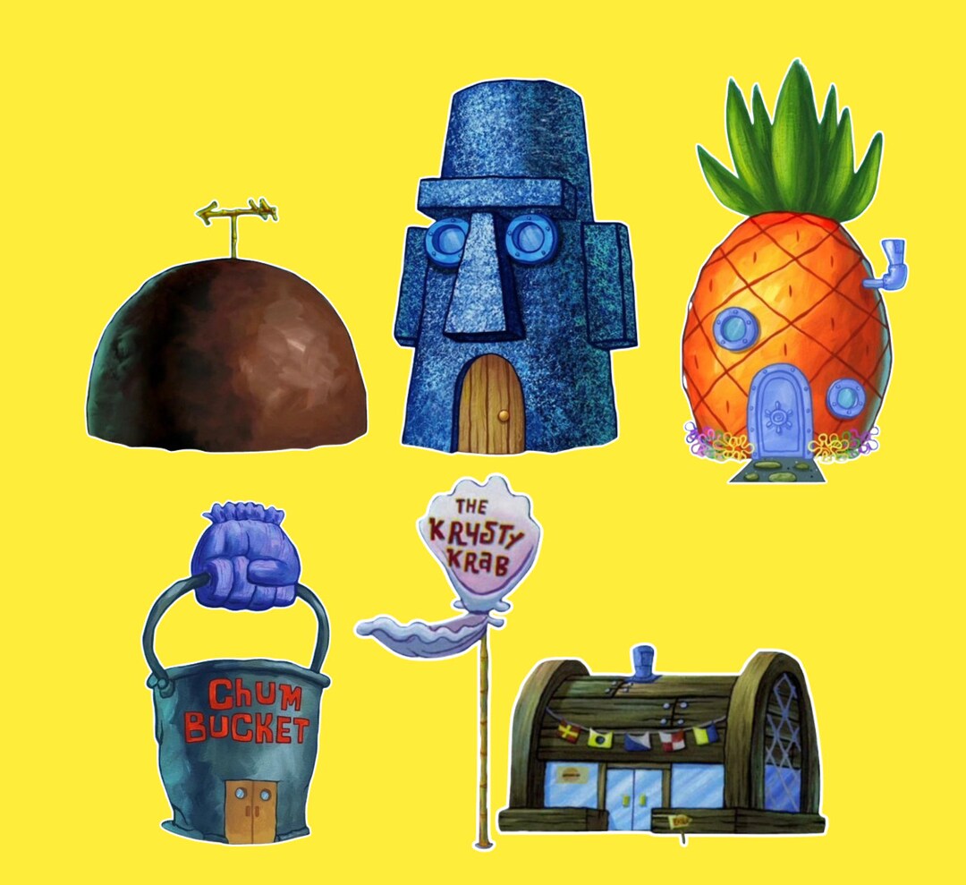 Spongebob House Stickers, Spongebob Stickers, Cartoon Stickers, Phone ...