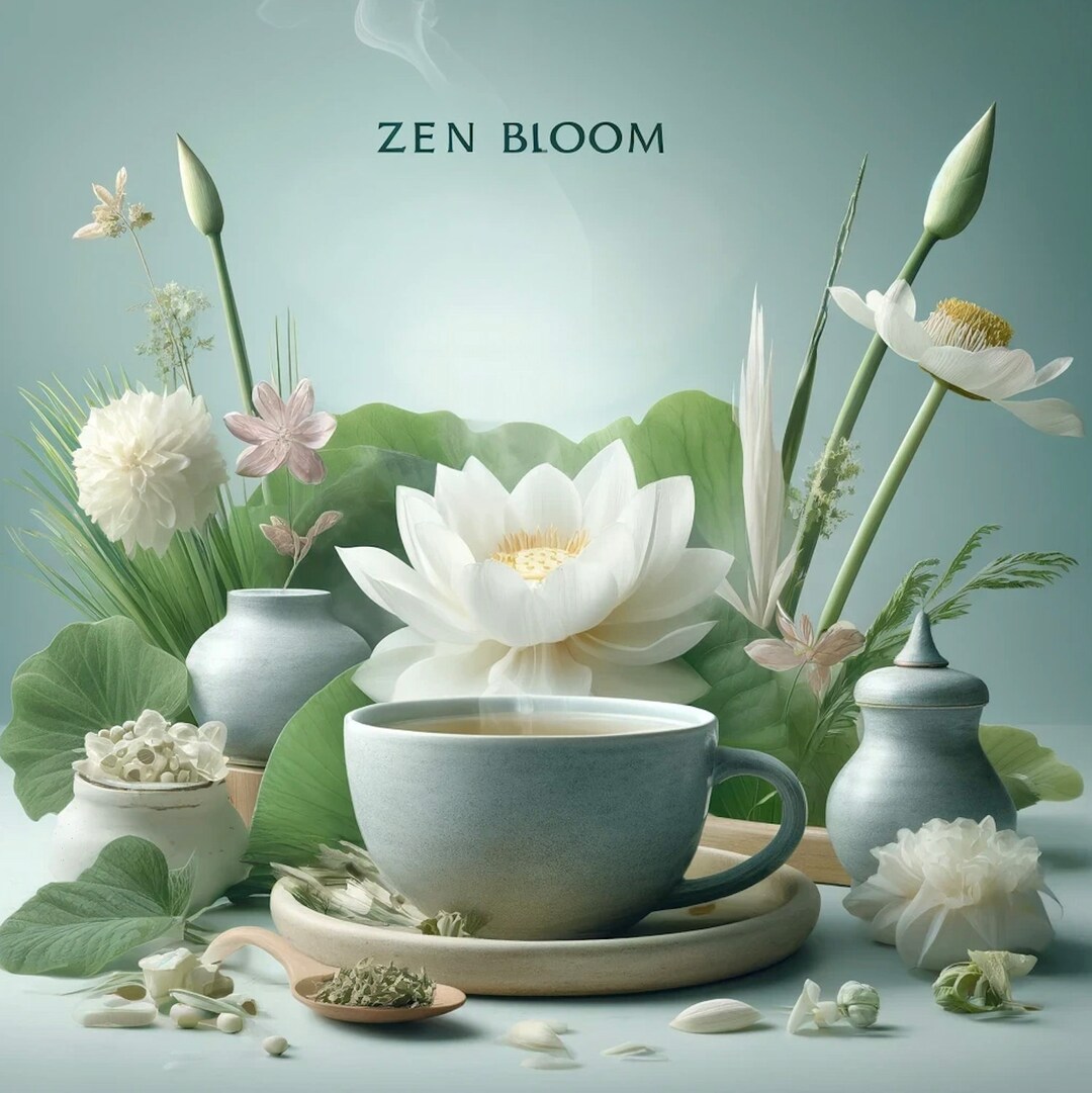 Zen Bloom Soothing Herbal Tea Blend With White Lotus, Lemongrass, and Skullcap for Relaxation ...