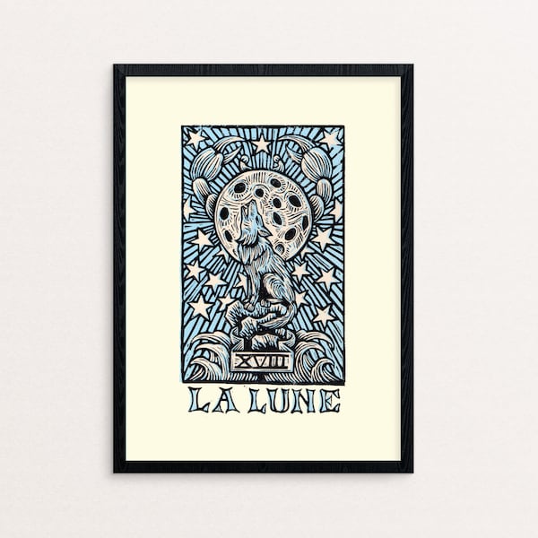 Linocut Moon - Etsy