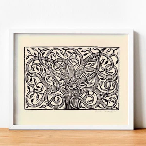 Tree Linocut - Etsy