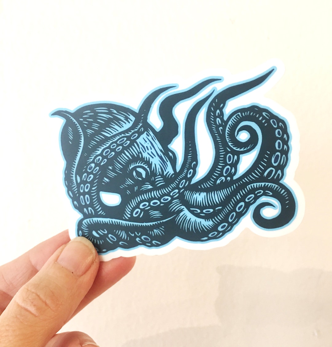 Octopus Sticker for Water Bottle - Octopus Waterproof Vinyl Sticker for ...