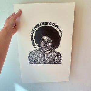 Bell Hooks Portrait - Feminism is for Everybody Linocut Art Print ...