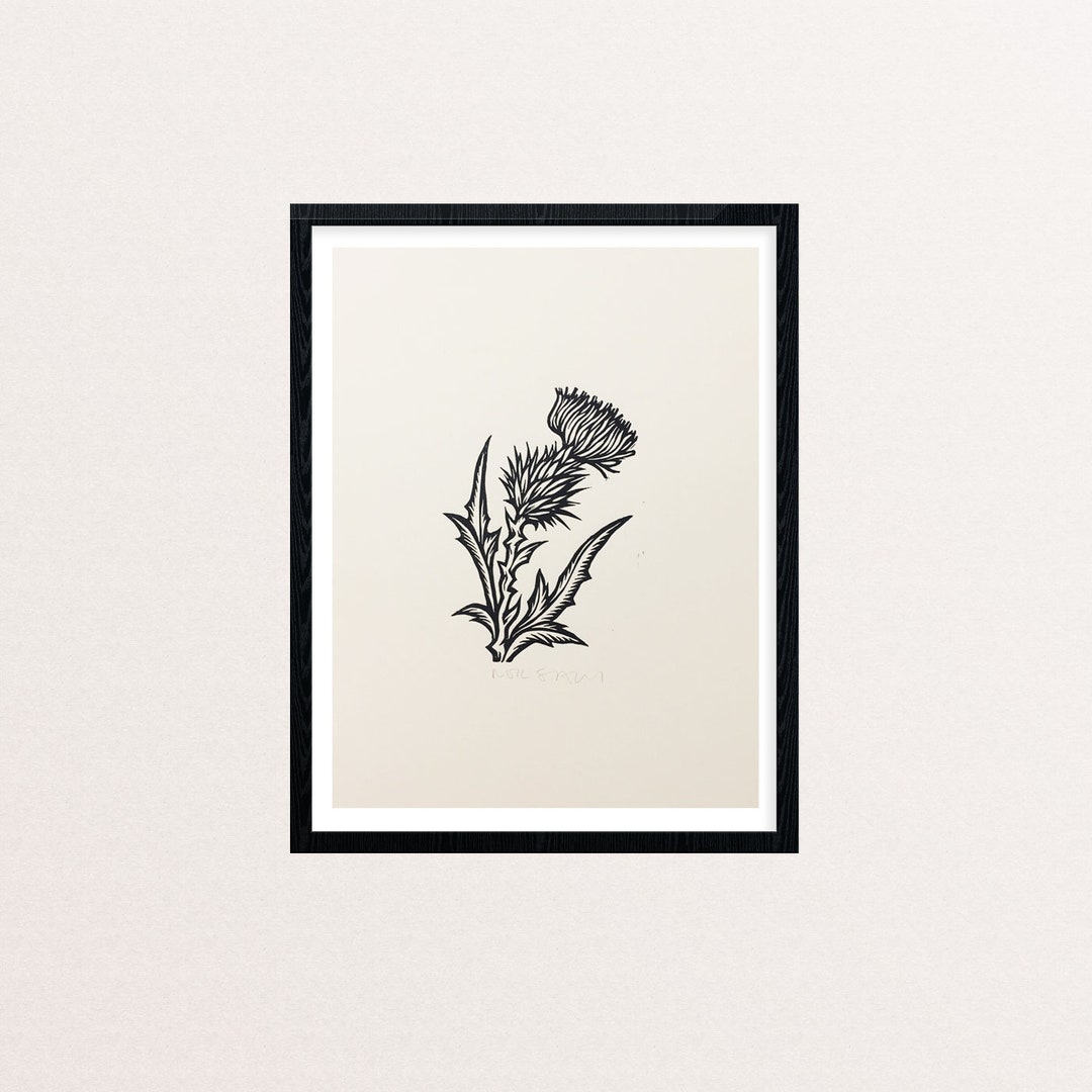 Thistle Botanical Linocut 8.5x11 Art Print Wall Decor - Etsy