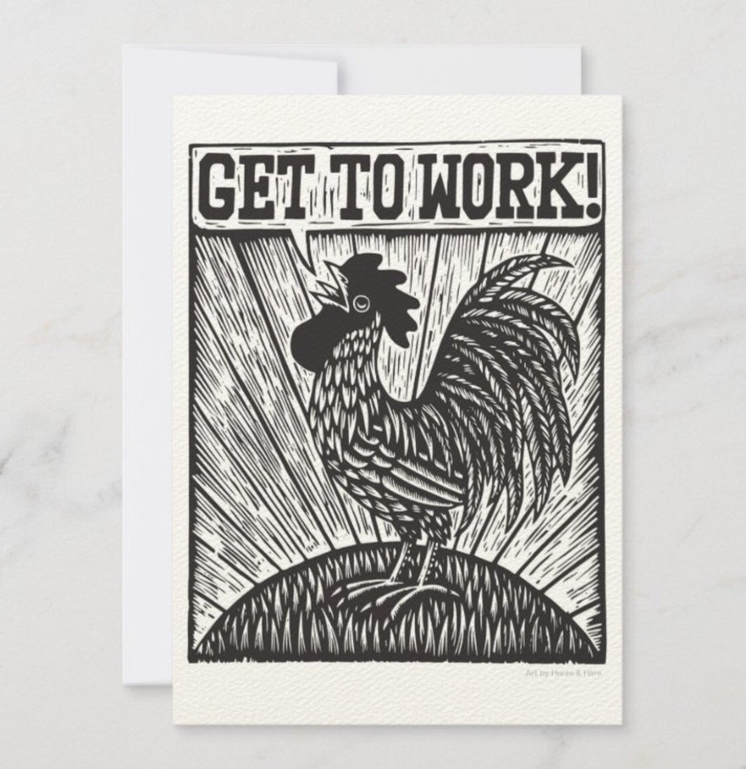Rooster Card - 5x7 Art Print Rooster - Congratulations Card - Get to ...