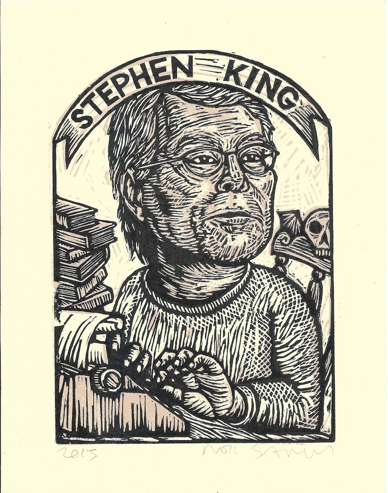 Stephen King Art Print Linocut Print Author Art Literary - Etsy