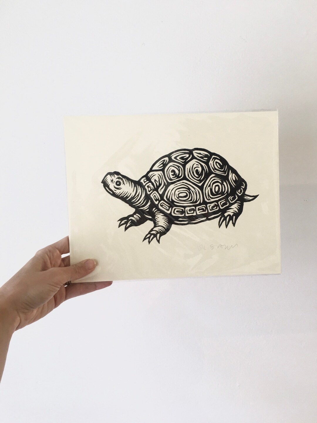 Snapping Turtle Linocut Art Print - Turtle Wall Art - Animal Artwork ...