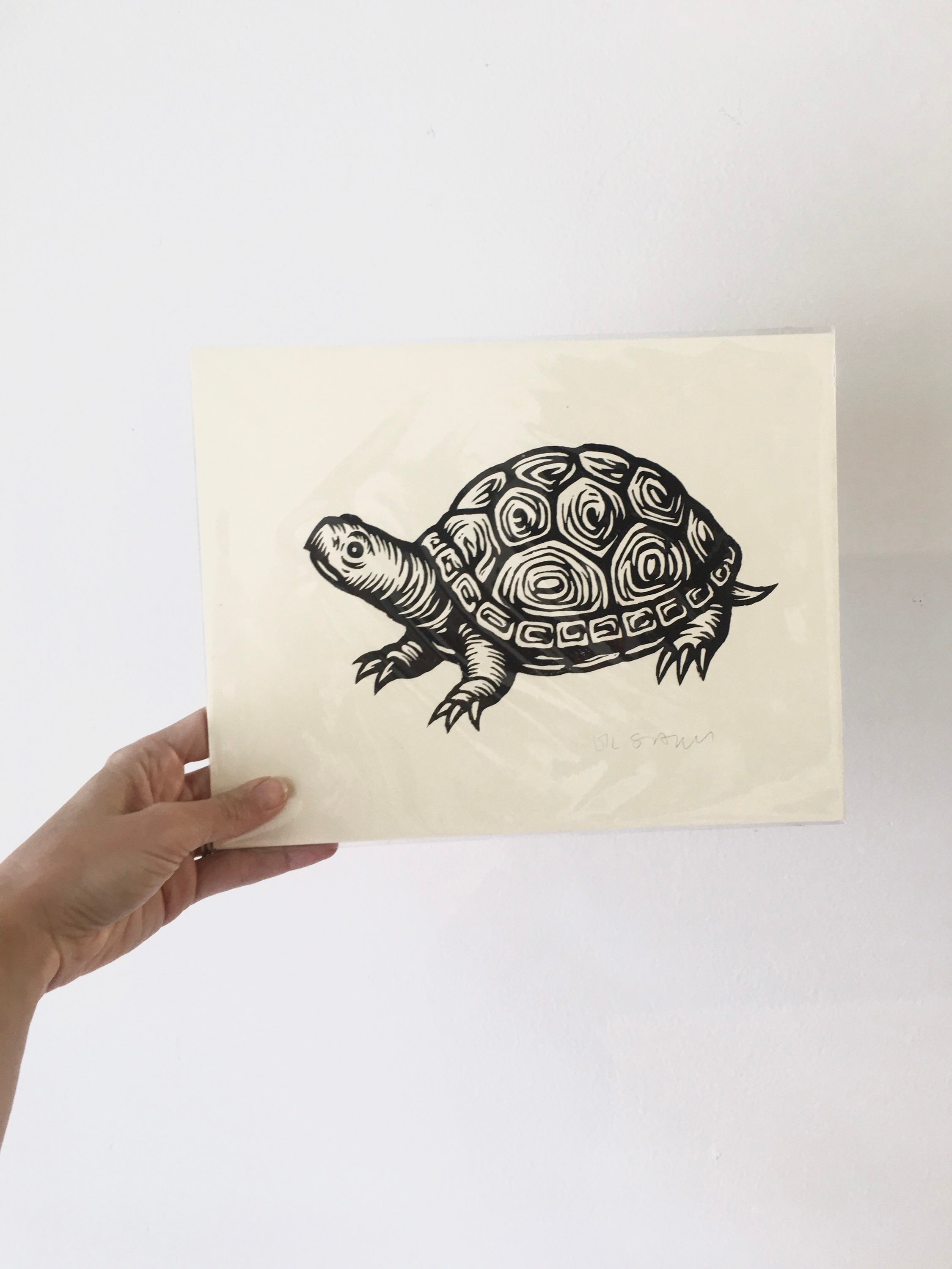 Snapping Turtle Linocut Art Print Turtle Wall Art Animal | Etsy