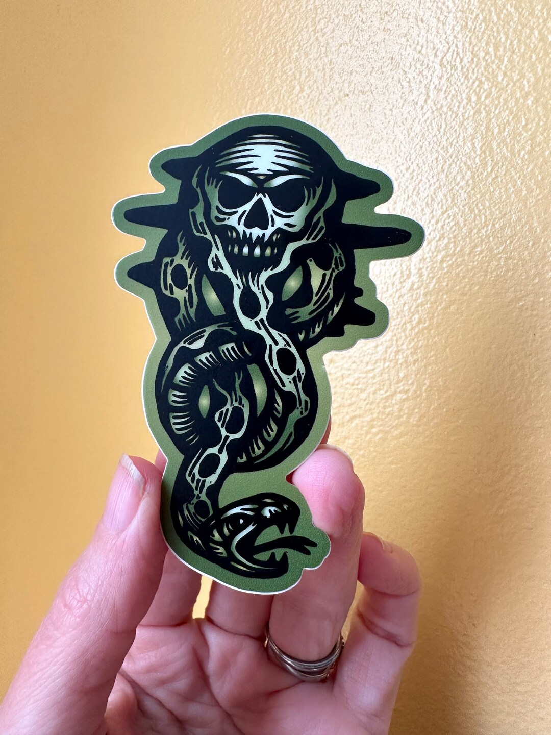 Skull Sticker - Snake and Skull Bumper Sticker - Waterproof Sticker ...