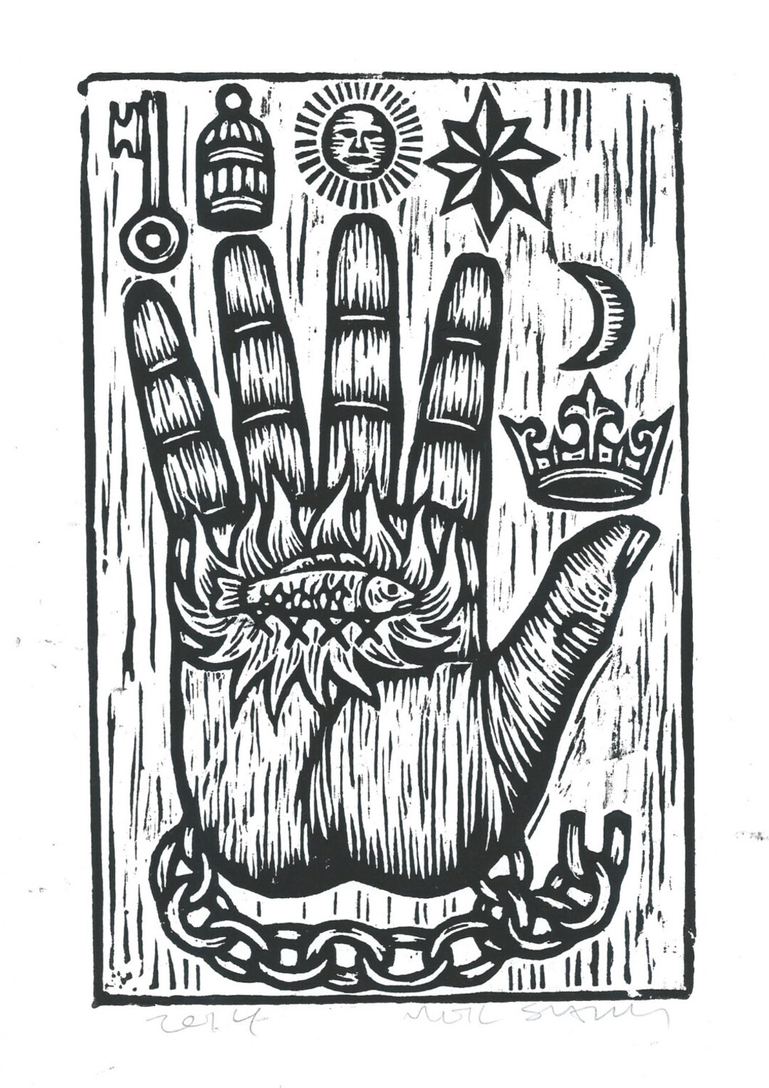 The Philosopher's Hand Woodcut Art Print Hand of Mystery Print Occult ...