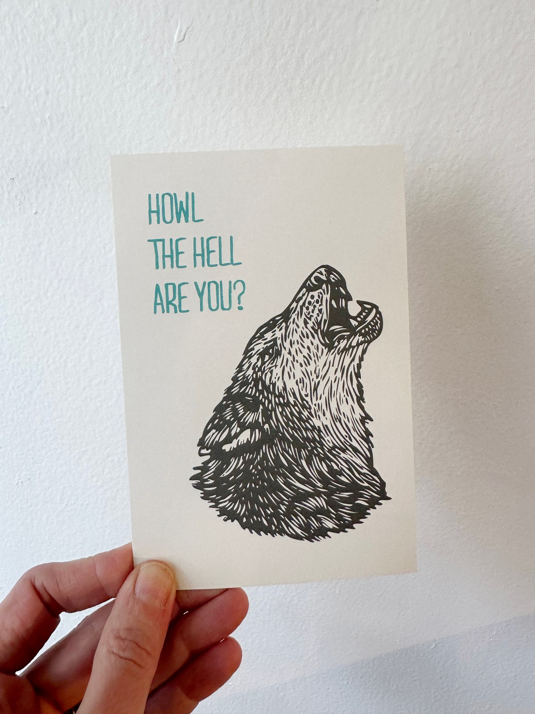 Wolf Art Digitally Printed Paper Postcard Funny Postcards Howl the Hell ...