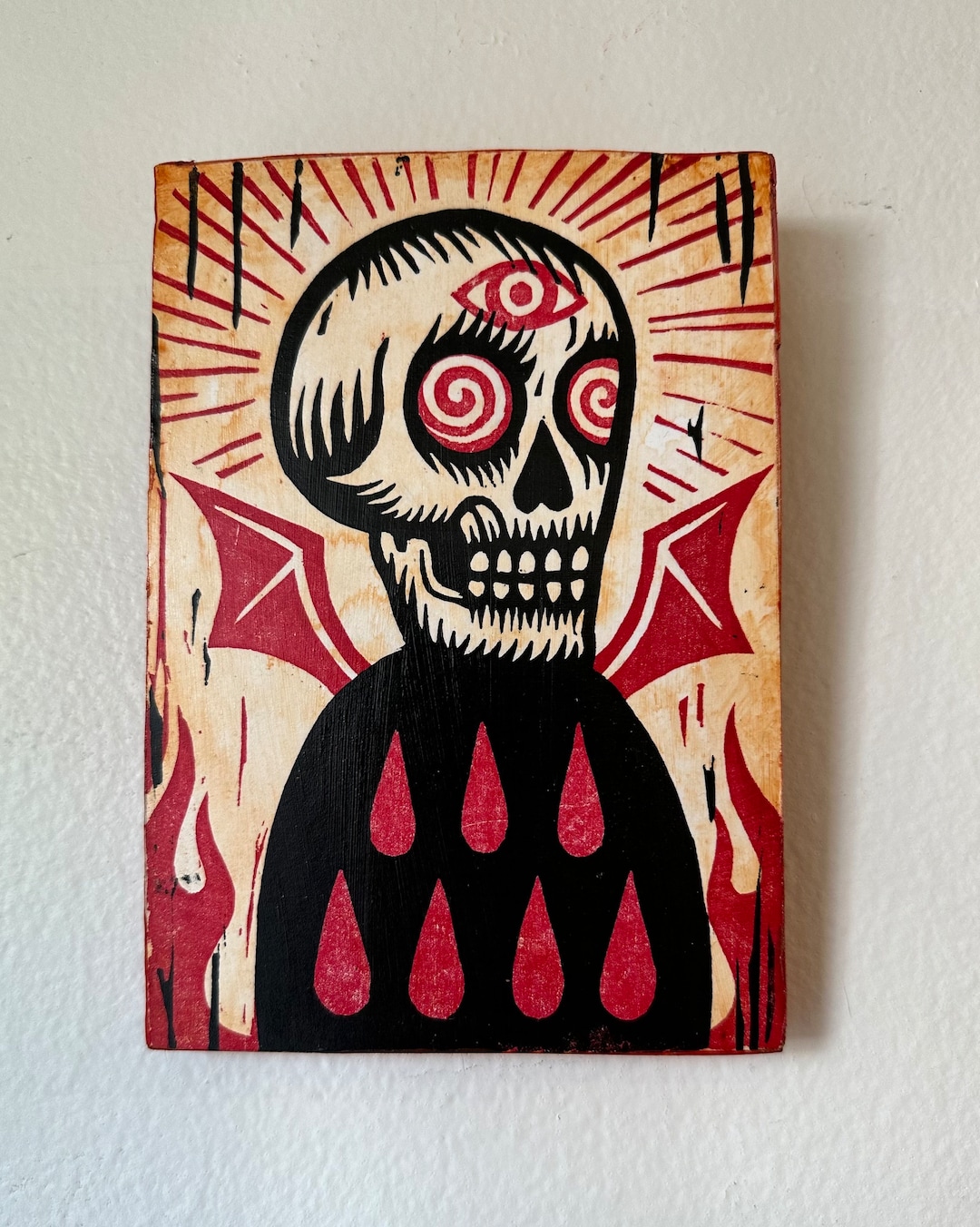 Original Art Skull - Weirdcore - Psychedlic Art - Goth Decor - Vampire ...
