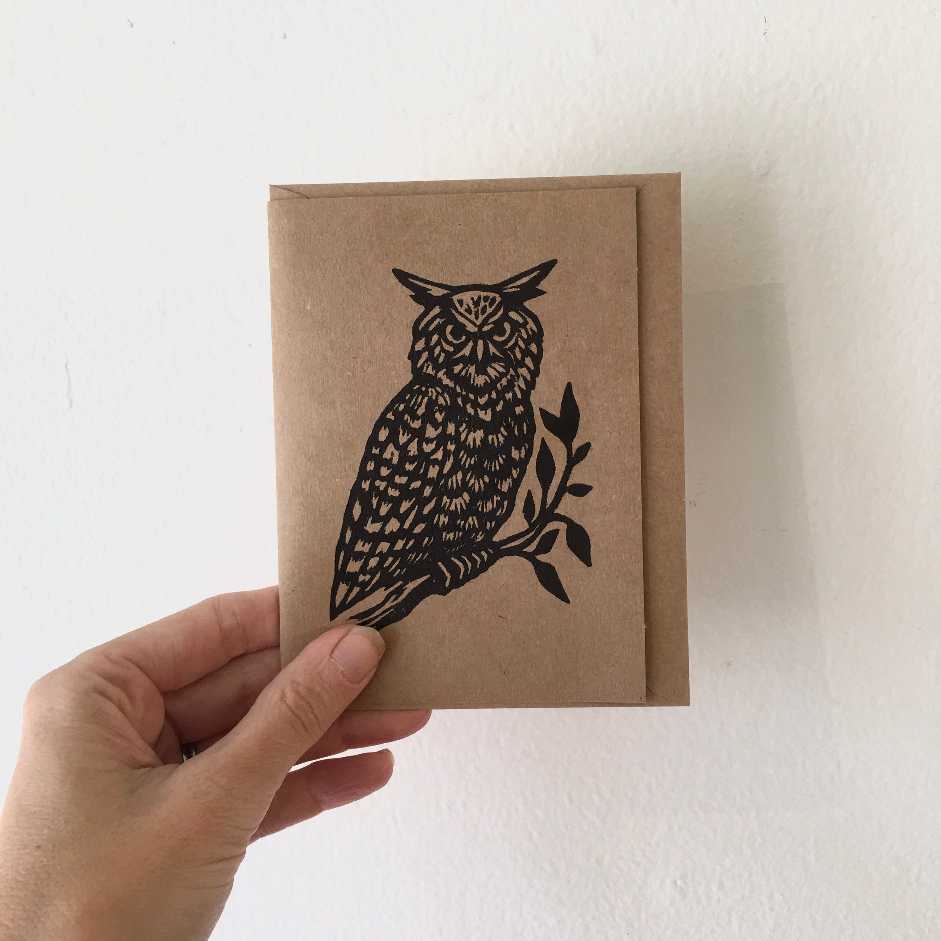 Owl Note Cards Letterpress Cards Rustic Blank Greeting | Etsy