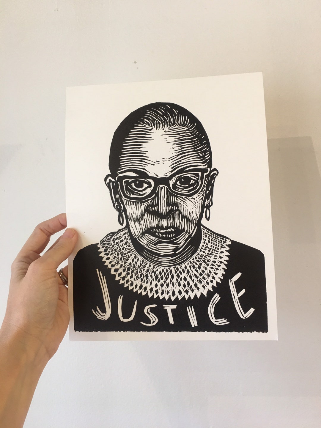 Ruth Bader Ginsburg Linocut 8.5x11 Art Print - Etsy